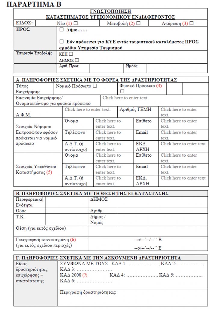 Απλούστευση και προτυποποίηση γνωστοποίησης λειτουργίας ΚΥΕ